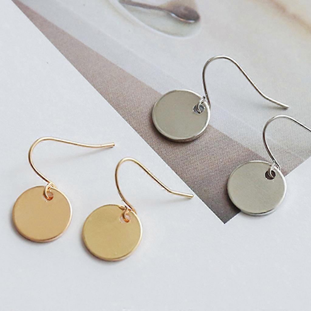 Circle Round Disc Drop Earrings Small Cute Coin Dangle Hoop Earrings ...