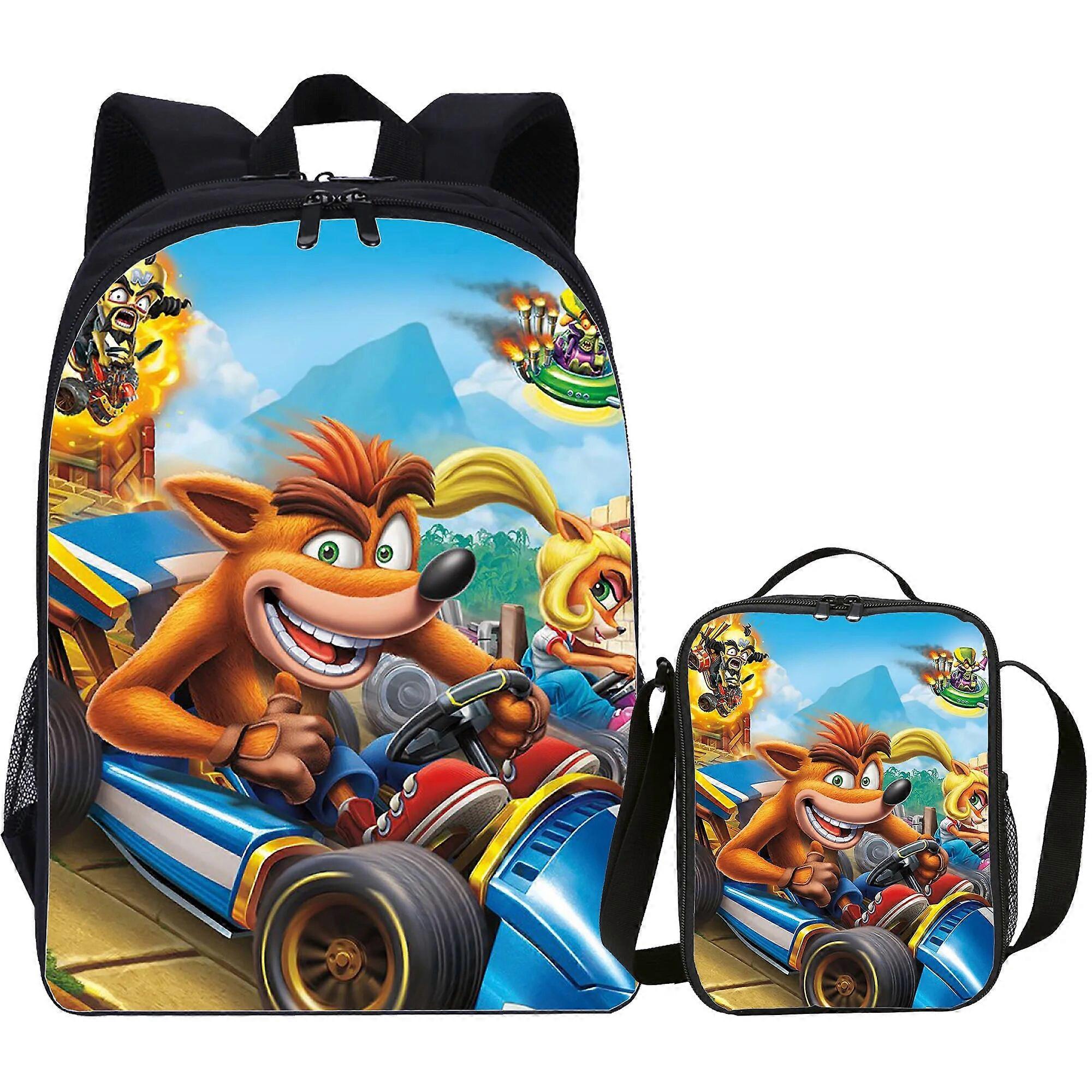 Crash Bandicoot Backpack Boys Girls School Backpack with Lunch Box Kids ...