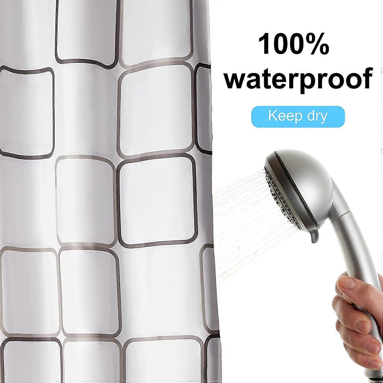 Mildew Proof Shower Curtain,with 12 Hooks, White | Fruugo UK