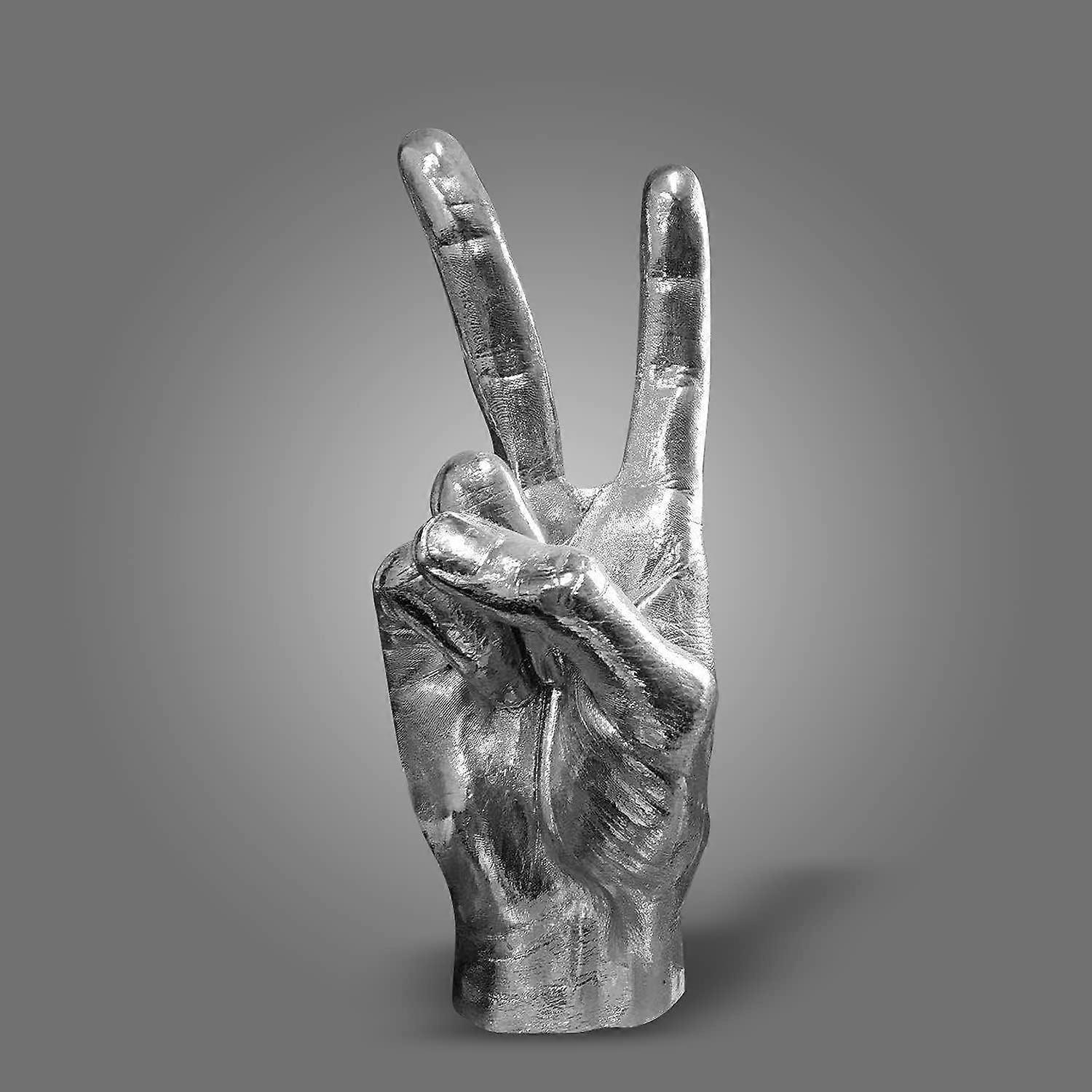 Silver Polyresin Hand Gesture Desk Statues Finger Sculpture Decor ...