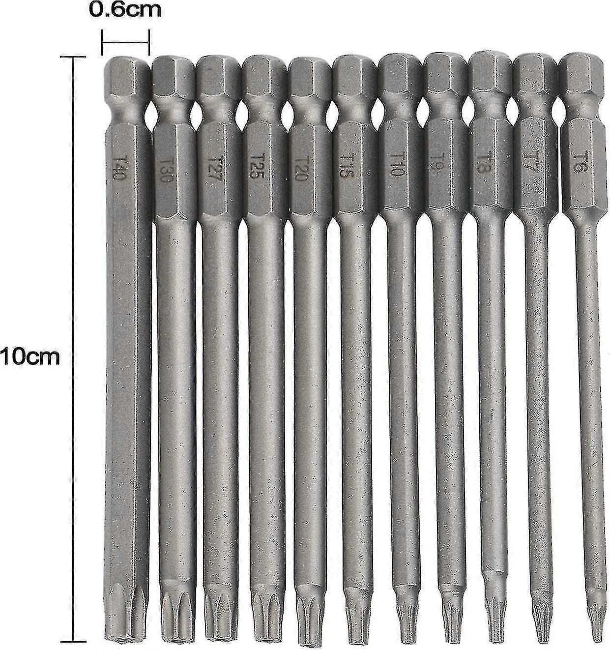 Set of 11 extra long (100 mm) and magnetic hexagonal torx bits - electric screwdriver | Fruugo UK