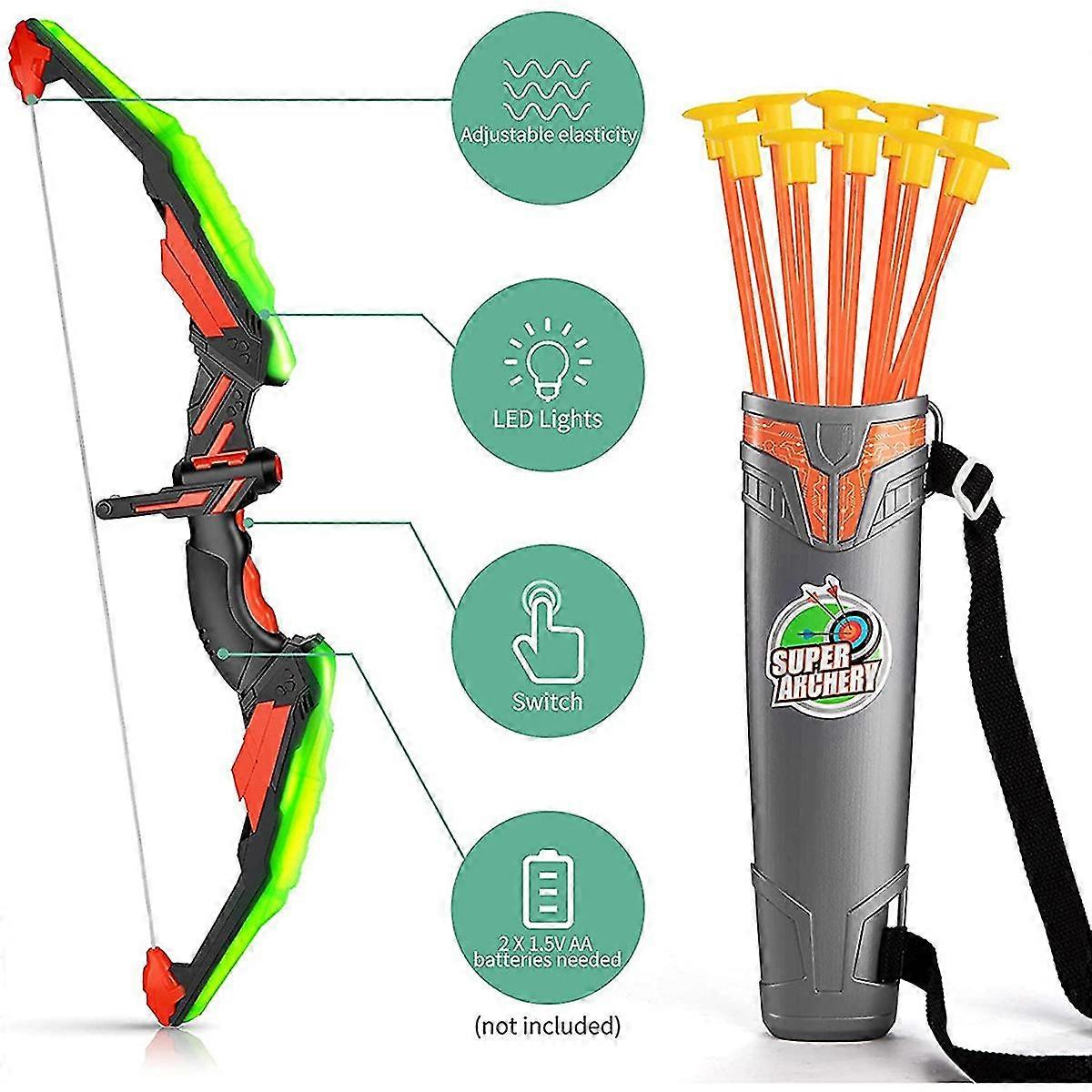Bow And Archer Set - Archery Toy Set - Led With 13 Suction Cup Arrows ...