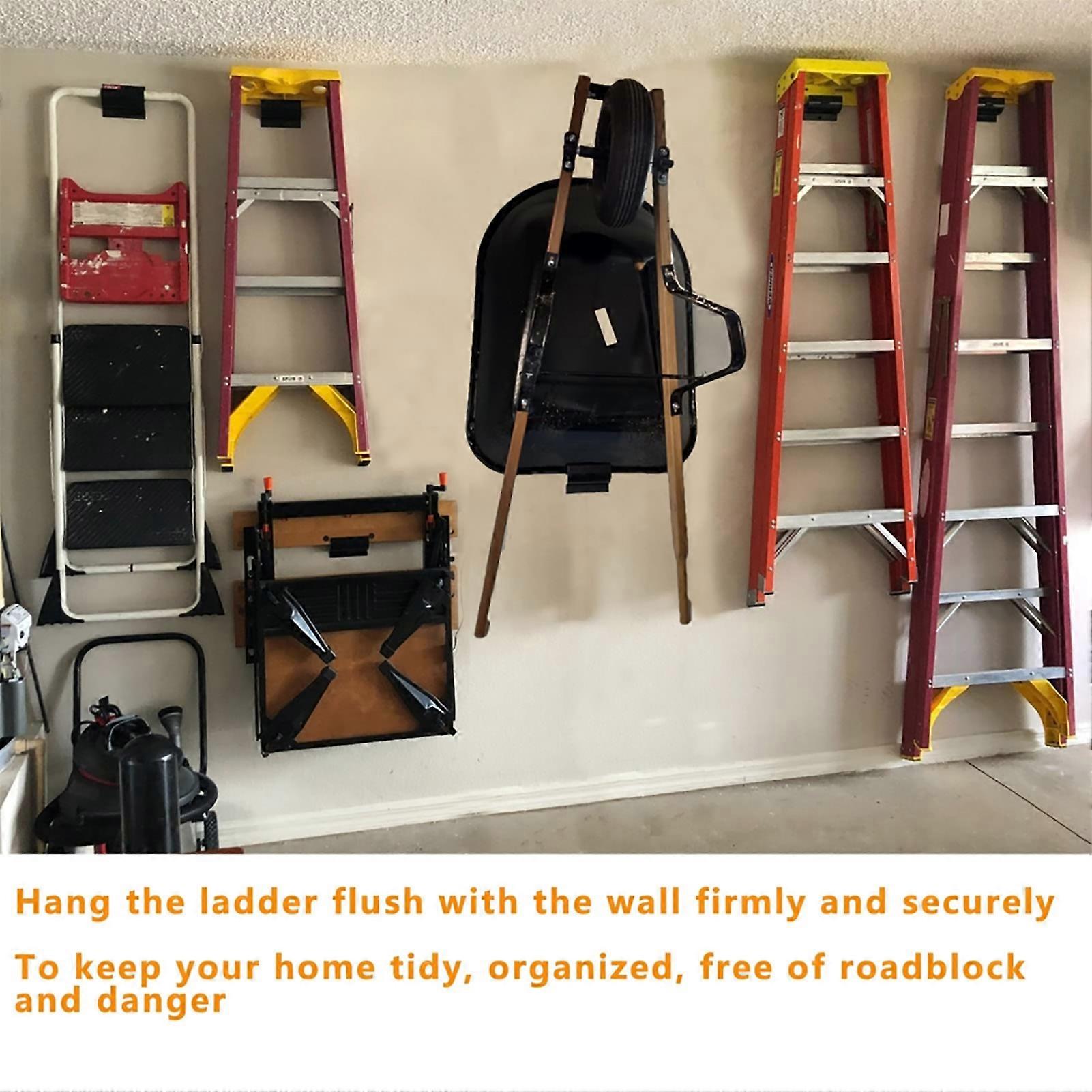 Wall Mount Ladder Grabber Ladder Storage Hook Heavy Duty Metal Ladder Organizer Garage Storage ...