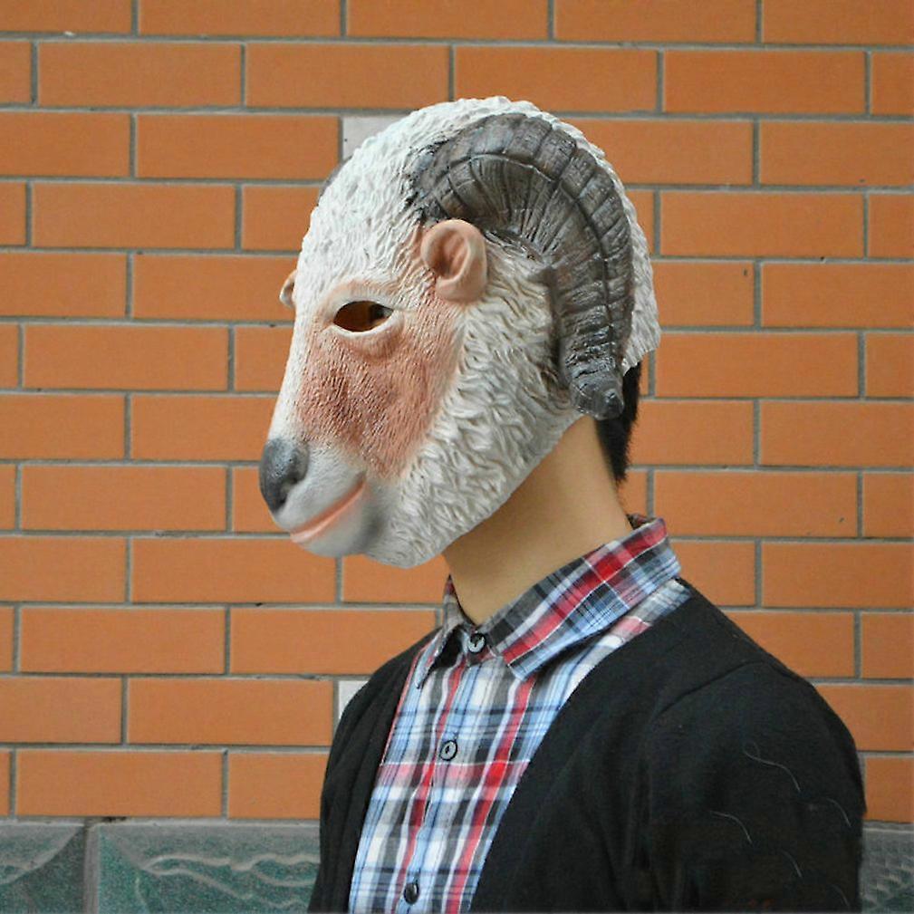 Sheep Head Mask Latex Full Face Cover Halloween Cosplay Prop | Fruugo UK
