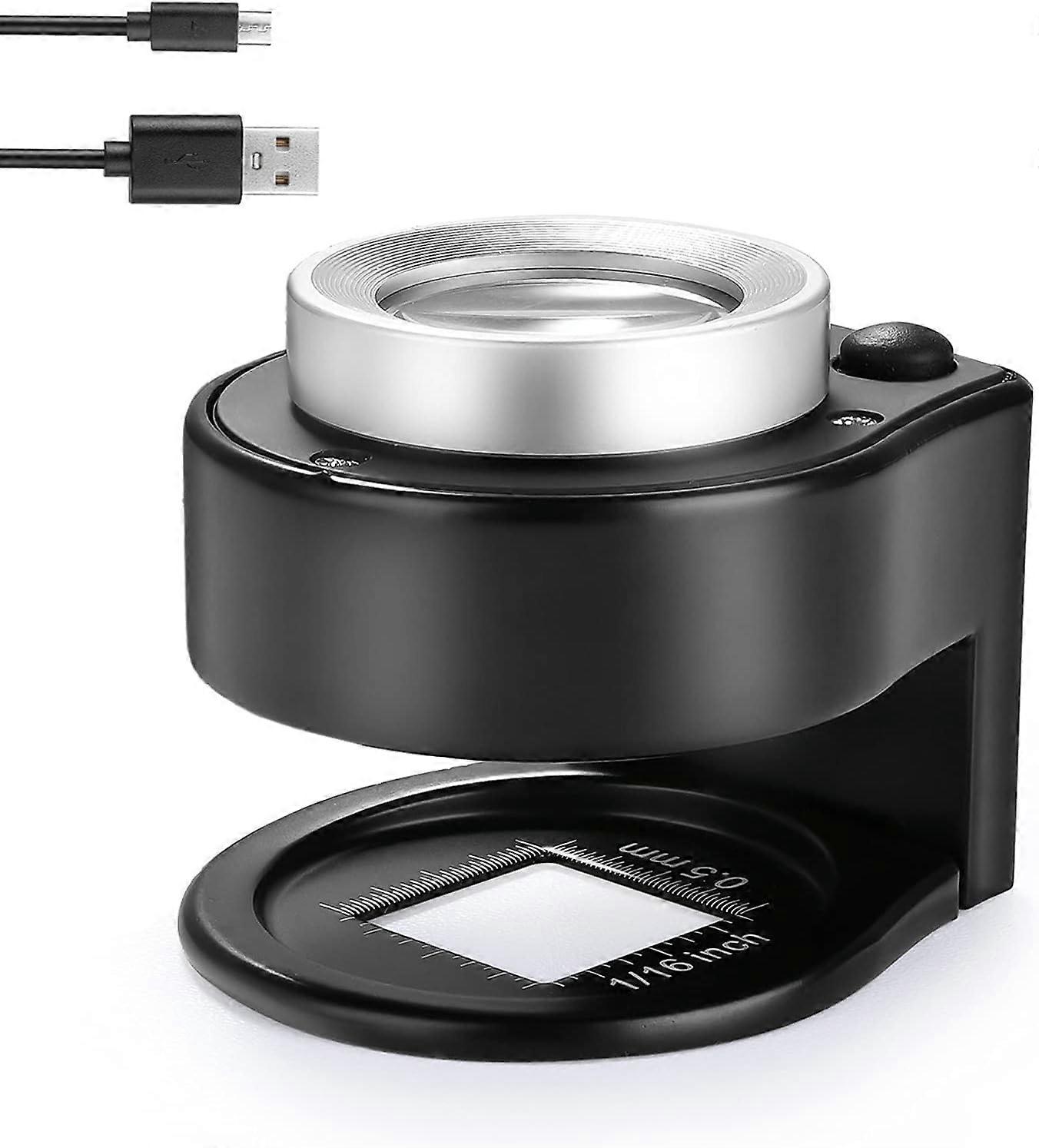 30X Coin Magnifier with 6 Light, Rechargeable Loupe Magnifier, Metal ...