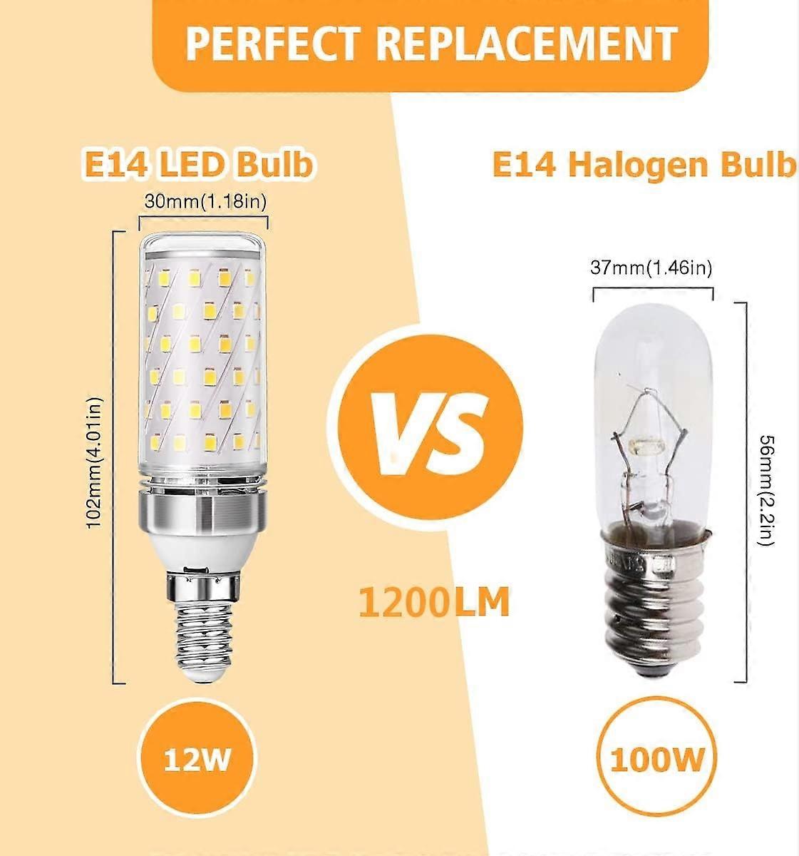 2025 New 4 Pack E14 LED Bulb 12W 1200lm Halogen Lamp Equivalent 100W 3000K Warm White AC220-240V ...