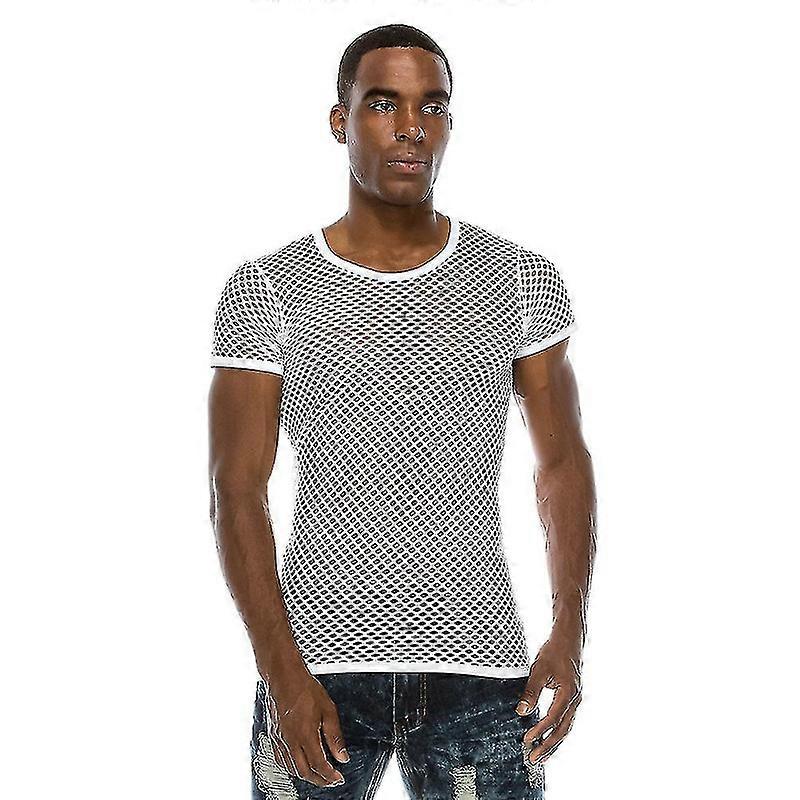 Men's Mesh See-through Fishnet T Shirt Fashion Sexy Short Sleeve ...