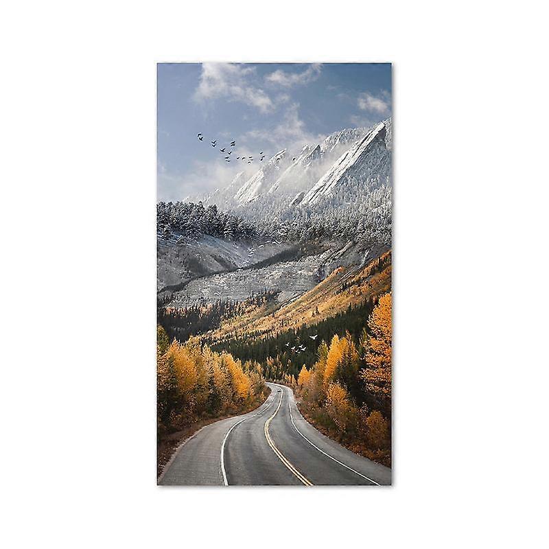 Natural Landscape Posters Canvas Painting Autumn Road Posters and ...