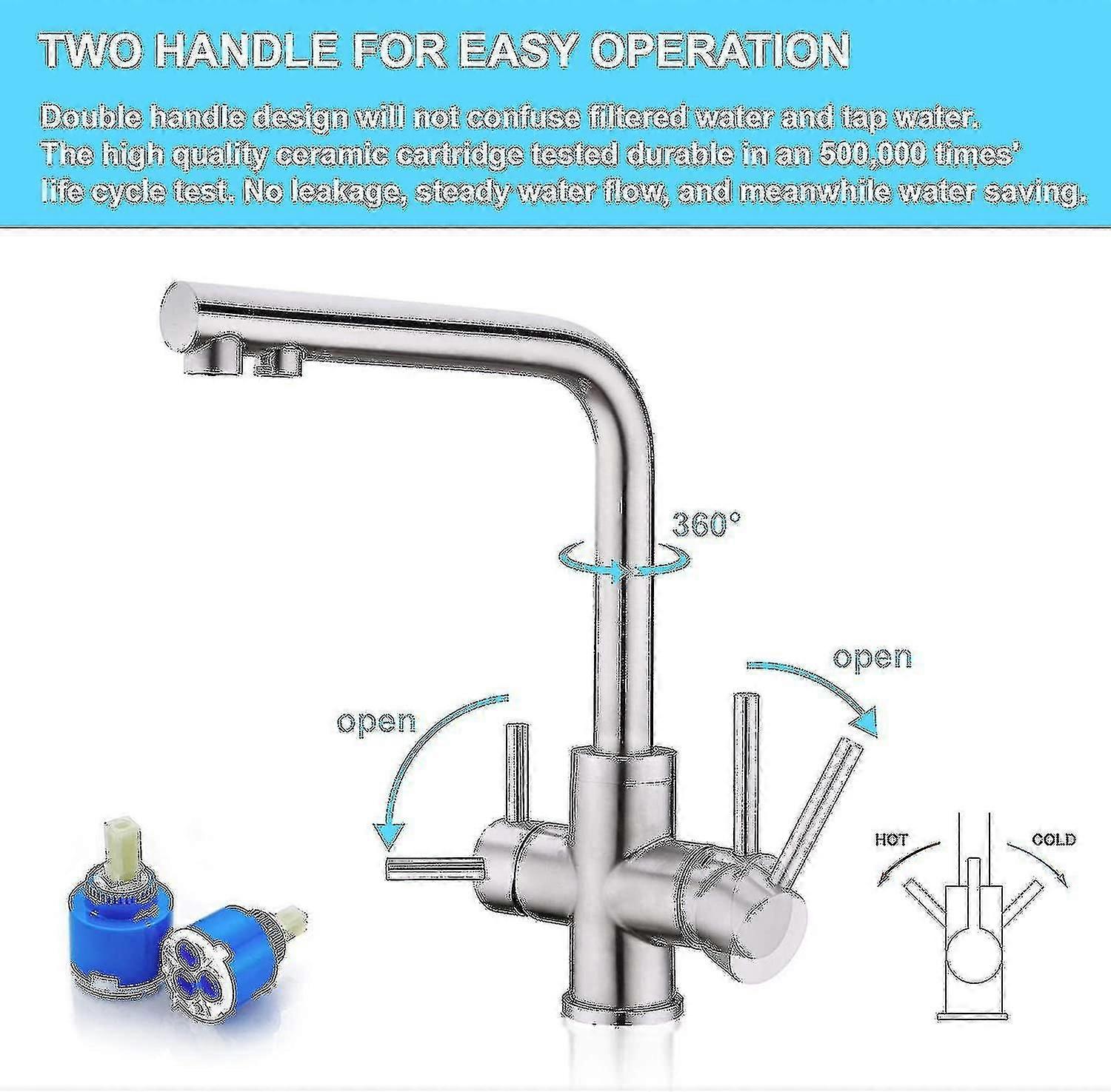 3 Way Kitchen Faucet, 360 Rotatable Kitchen Faucet, 3 In 1 Water Filter ...