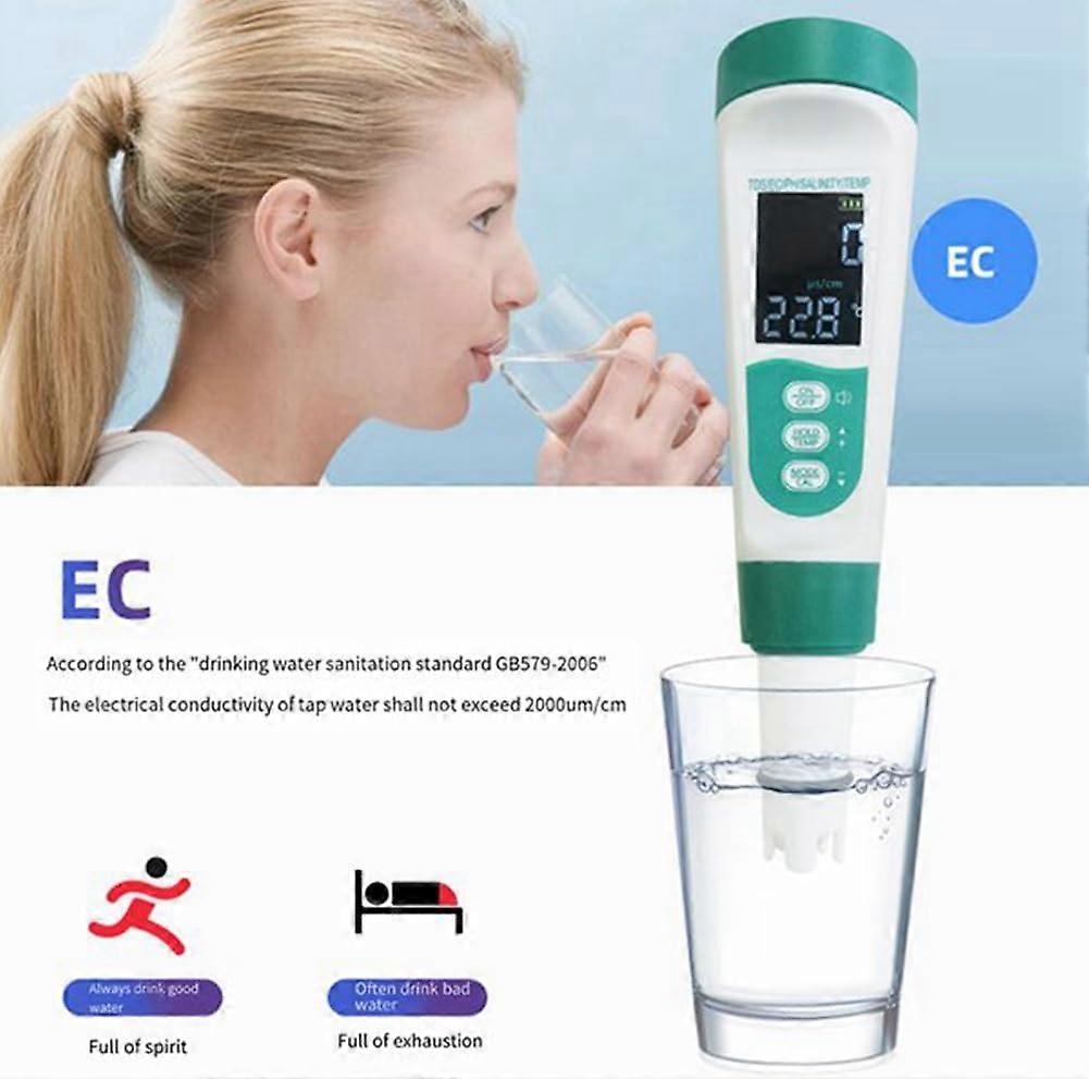 5-in-1 Water Quality Test Pen, Voice Model EC pH TDS Salinity Meter ...