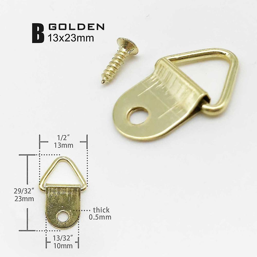 100 Pieces Picture Frame Hooks, Gold D Ring Hooks Picture Picture ...