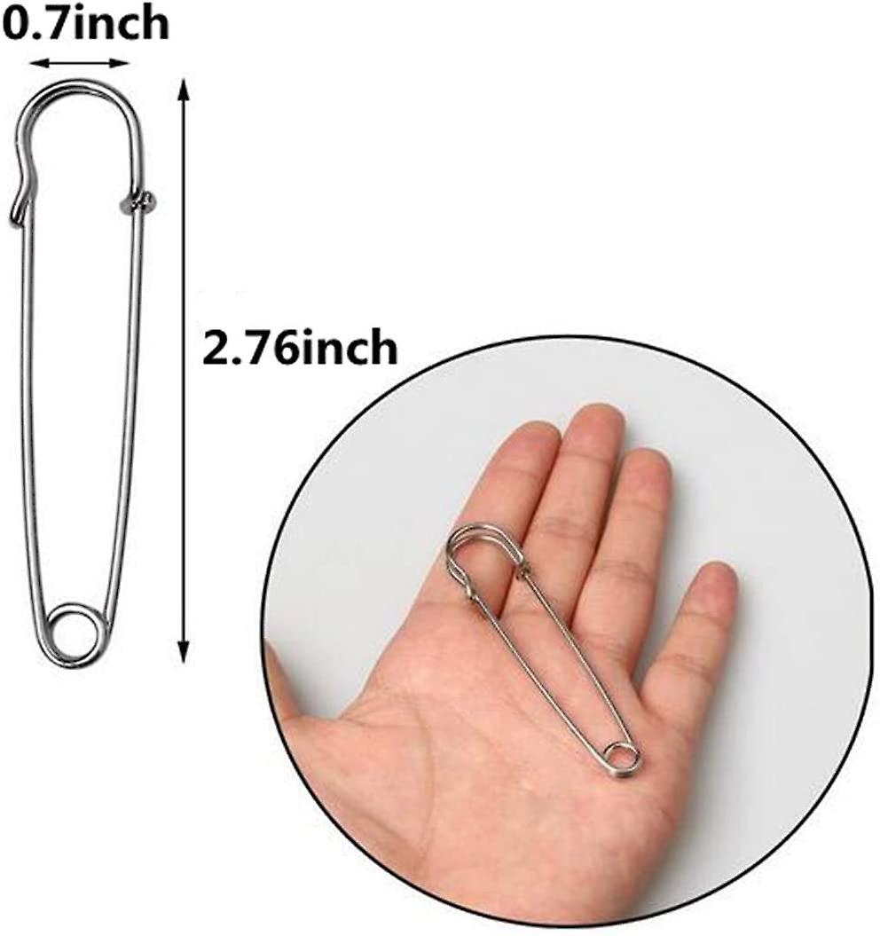 Pack Of 30 Large Safety Pins, 2.76" Heavy Duty Blanket Pins Bulk Steel ...
