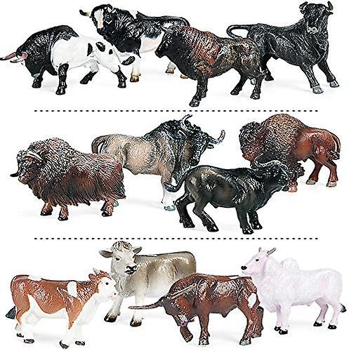 12 Pcs Miniature Cattle Figurines Set Mini Cow Models Realistic Plastic ...