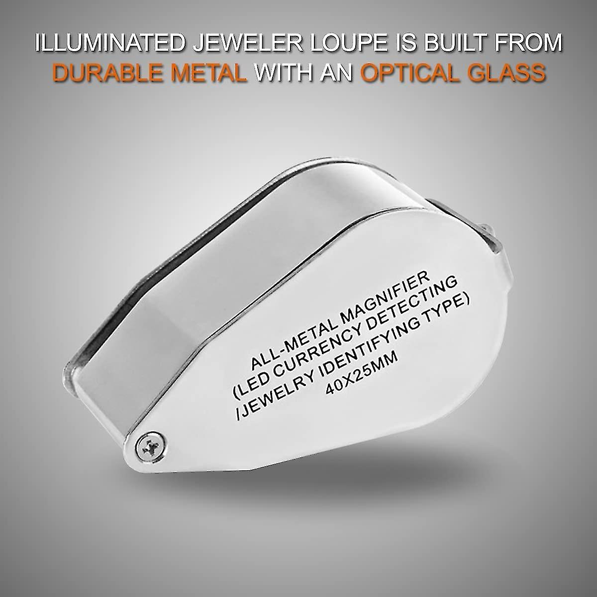 40x Jeweller Loupe Folding Magnifying Jewelry Eye Magnifier With Led ...
