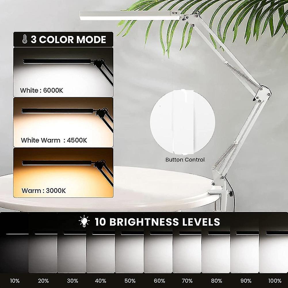 Led Desk Lamp With , 10w Swing Arm Desk Lamp, 3 Ing Modes, Adjable ...