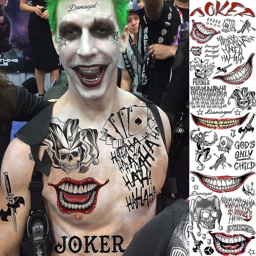 5 Sheets 3d Halloween Joker Temporary Tattoos For Men Women Adults ...