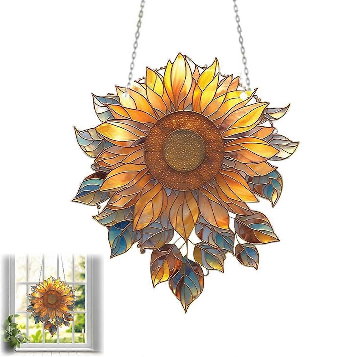 Sunflower Acrylic Window Hanging,Sunflower Stained Glass Window Hanging ...