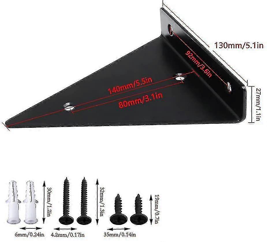 2 Pieces Shelf Bracket, Shelf Bracket, Floating Metal Triangle, Wall ...