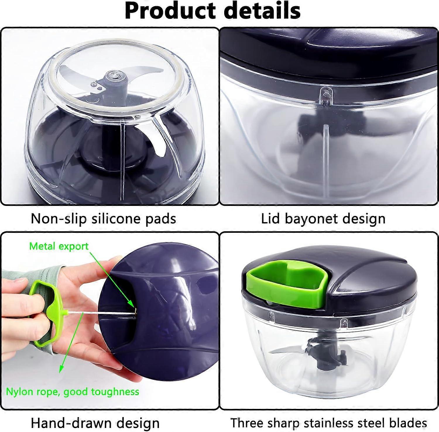 Mini Vegetable Chopper,Manual Food Chopper with Safety Lid Lock, Multi ...