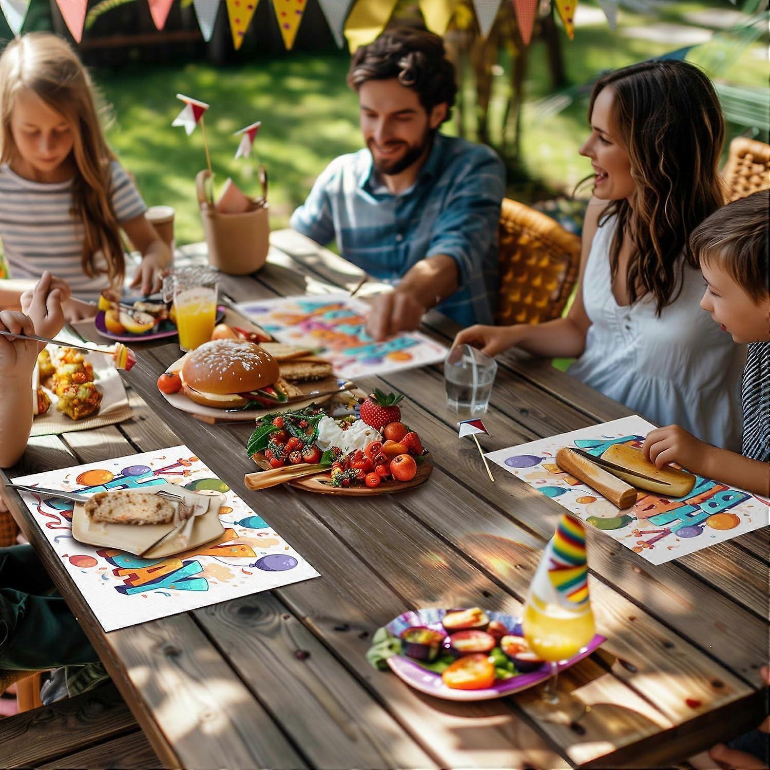 Happy Birthday Placemat - Rainbow and Balloon Painted Birthday Placemat ...