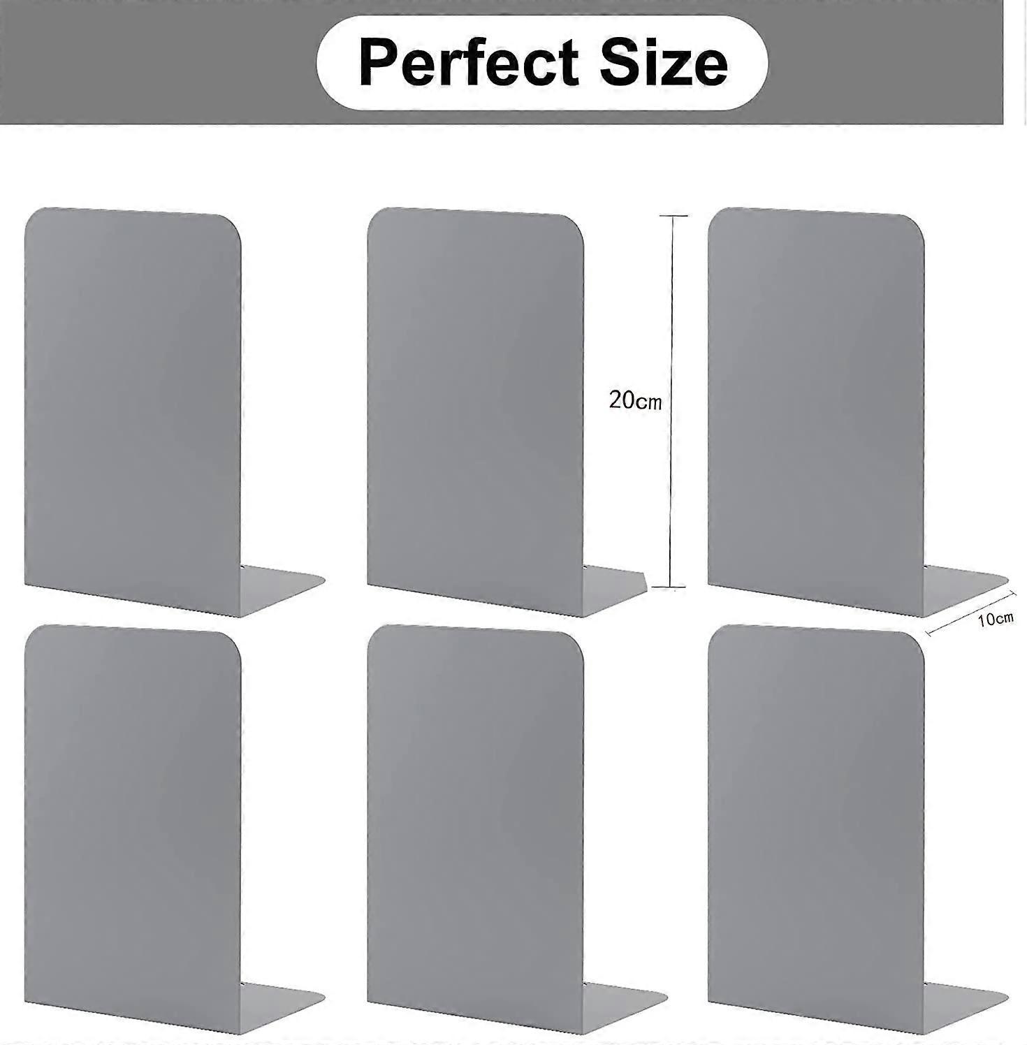 3 Pairs Bookends, Bookends Metal Book Stand Bookends Non-Slip Bookends ...