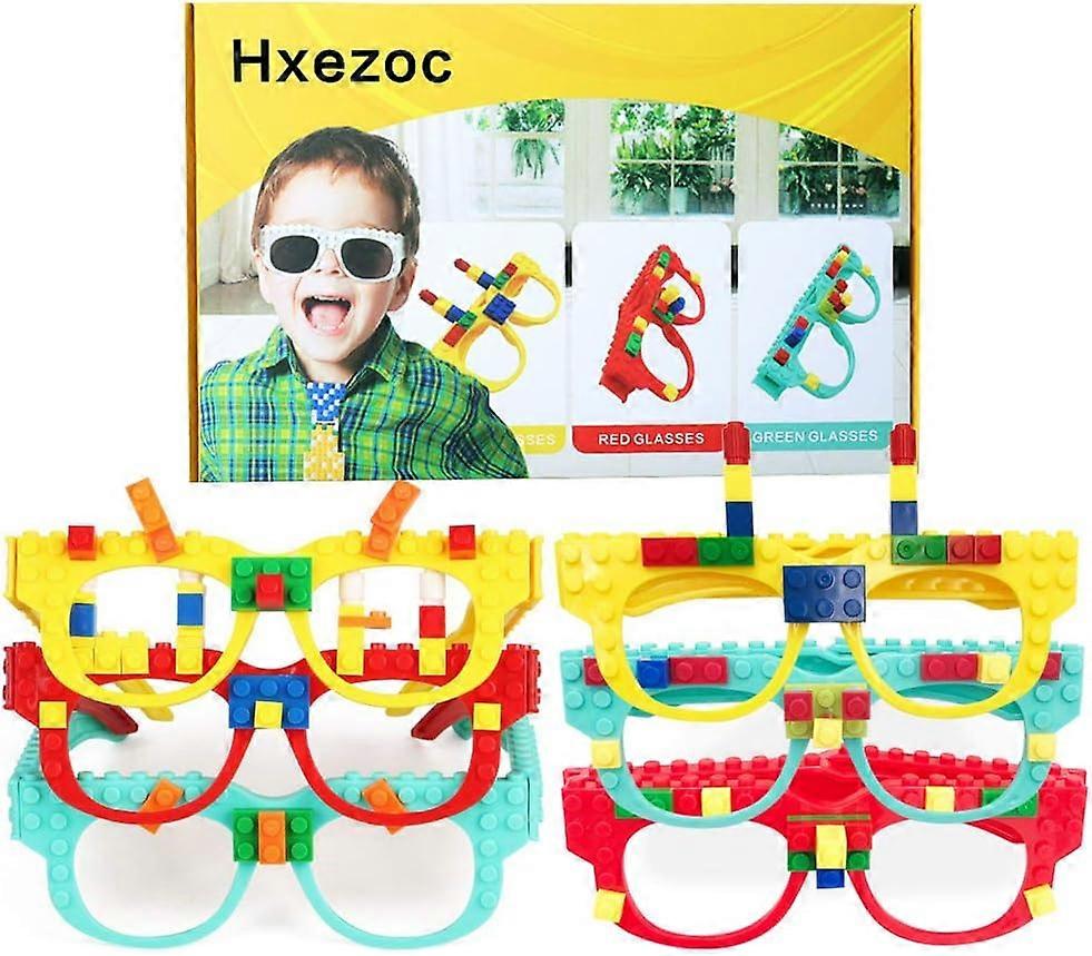 12 PCS DIY Building Blocks Glasses Building Blocks Kids Games Creative ...