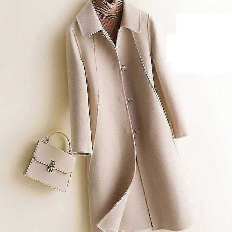 Pure Wool Coat Women Double-sided Solid Color Jacket Long Wool Coat ...