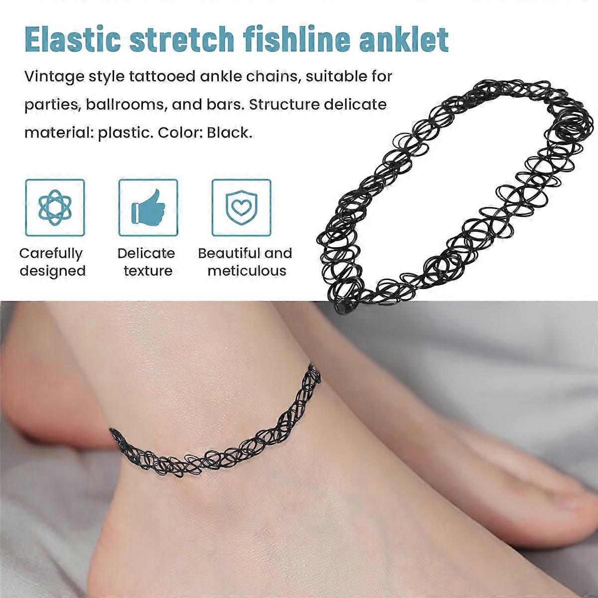Vintage Tattoo Black Elastic Stretch Anklet Ankle Bracelet Retro Henna | Fruugo UK