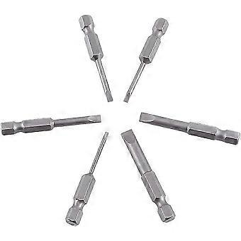6pcs 50mm 2.0-6.0mm Flat Head Slotted Bit Screwdriver Bits Set S2 Alloy ...