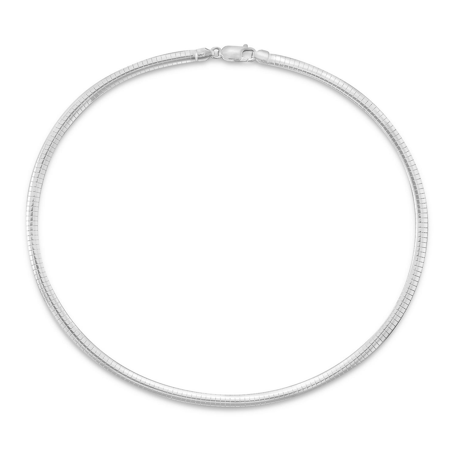 925 Sterling Silver 4mm Domed Omega Necklace Lobster Clasp Jewelry ...