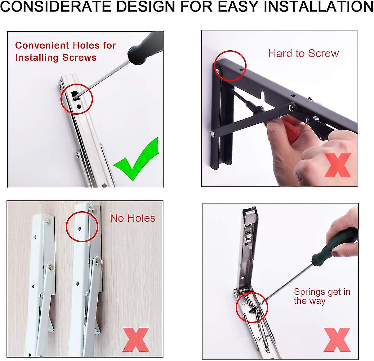 2 Pack Folding Console Folding Shelf Brackets Stainless Steel Shelf ...