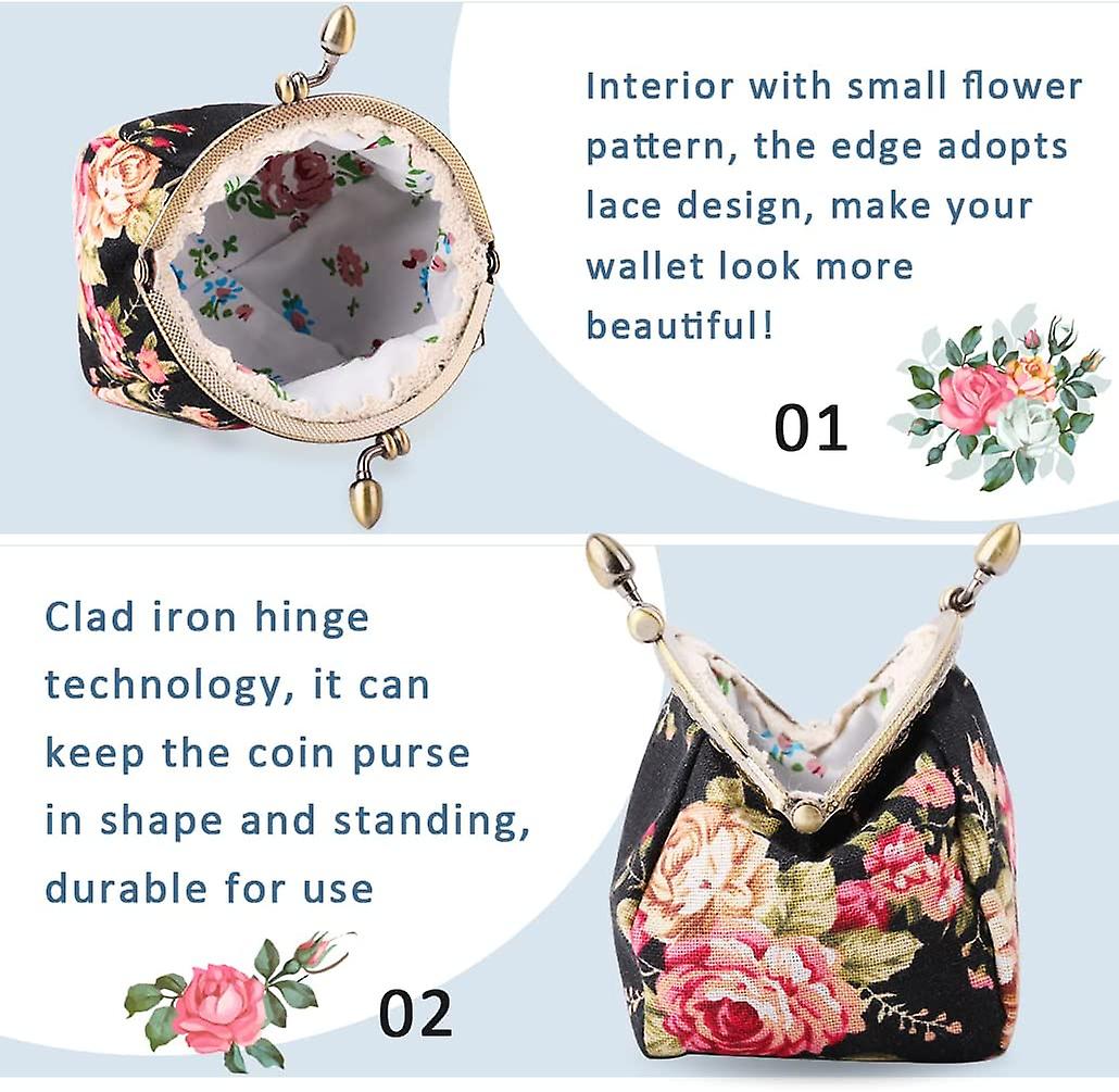 Heytea Coin Purse Canvas with Clasp Closure Wallet Coin Pouch Kisslock ...