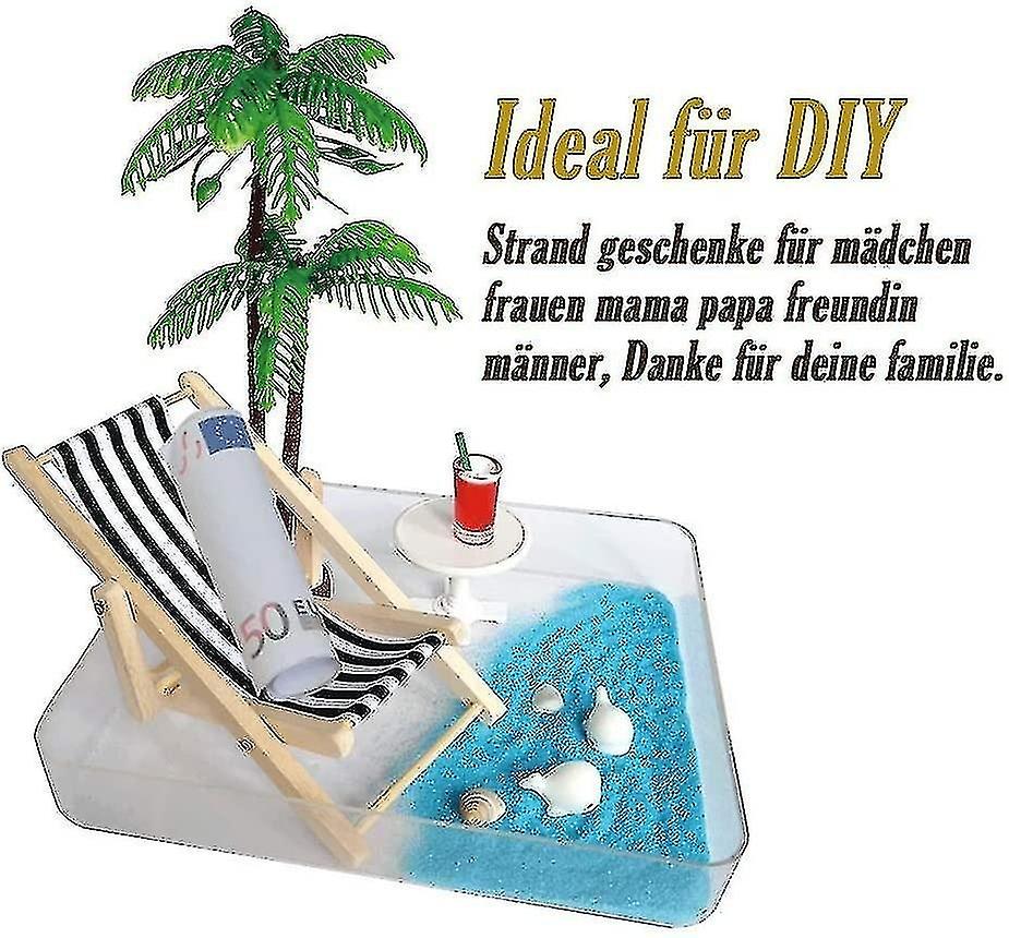 Beach Micro Landscape Mini Lounge Beach Chair Parasol Small Palm Tree ...