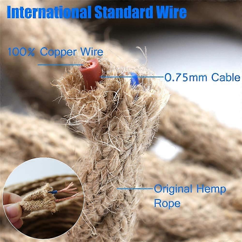 Electric Wire Retro Fabric Hemp Rope Twisted Braided Cable 2 Cores (2x0 ...