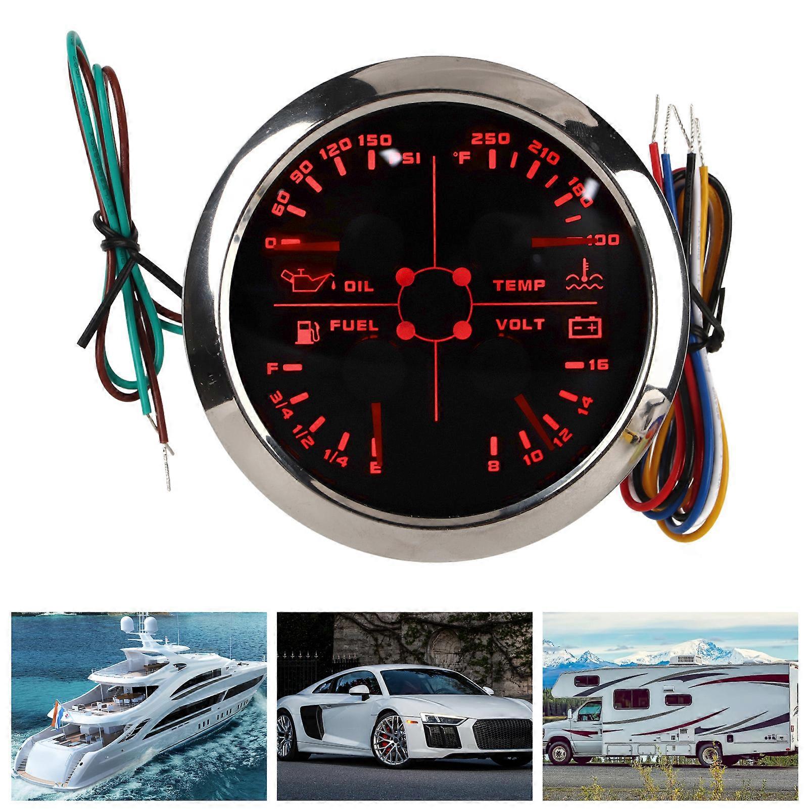 4in1 85mm Guage Multifunction Fuel Level Oil Pressure Water Temp Volt ...