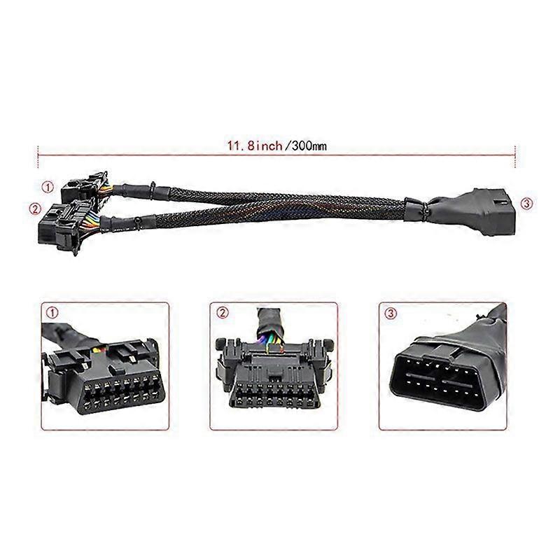 2 iN 1 OBD2 Extension Cable OBDII Male to 2 Female Splitter Car ...