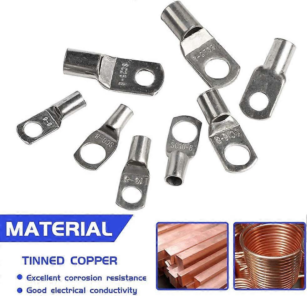 Cable Lugs Crimp Connectors - 60 Pieces Copper Tin Plated Bolt Hole ...