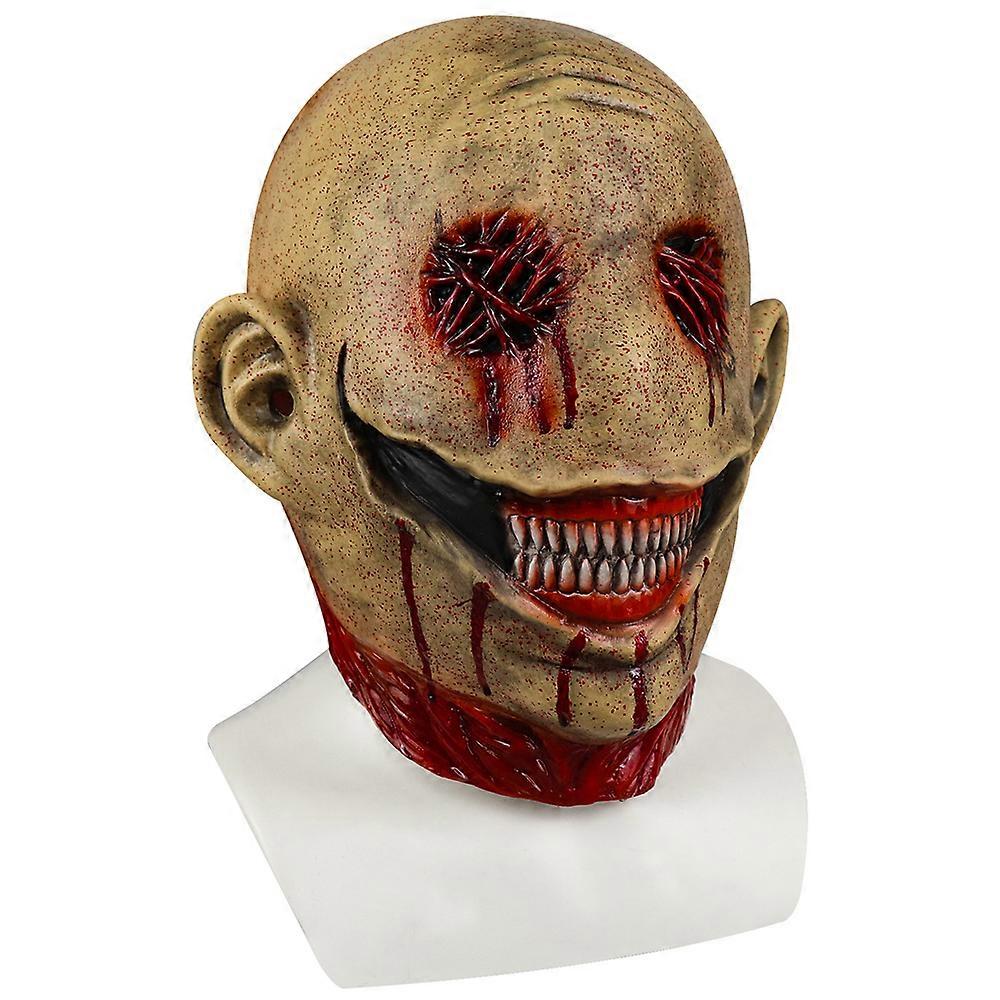 Halloween Bloody Clown Mask Horror Eyeless Smile Bloody Latex Head Suit ...