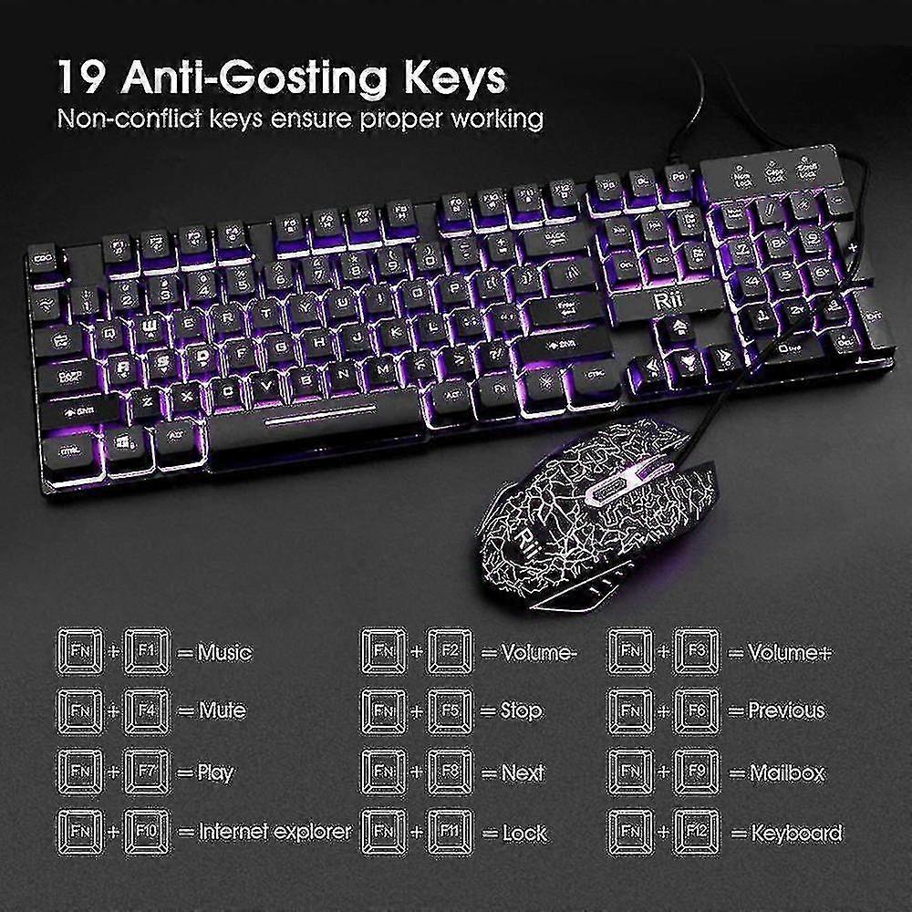 Rii Gaming Keyboard And Mouse Set 3led Backlit Manipulator (rk108 ...