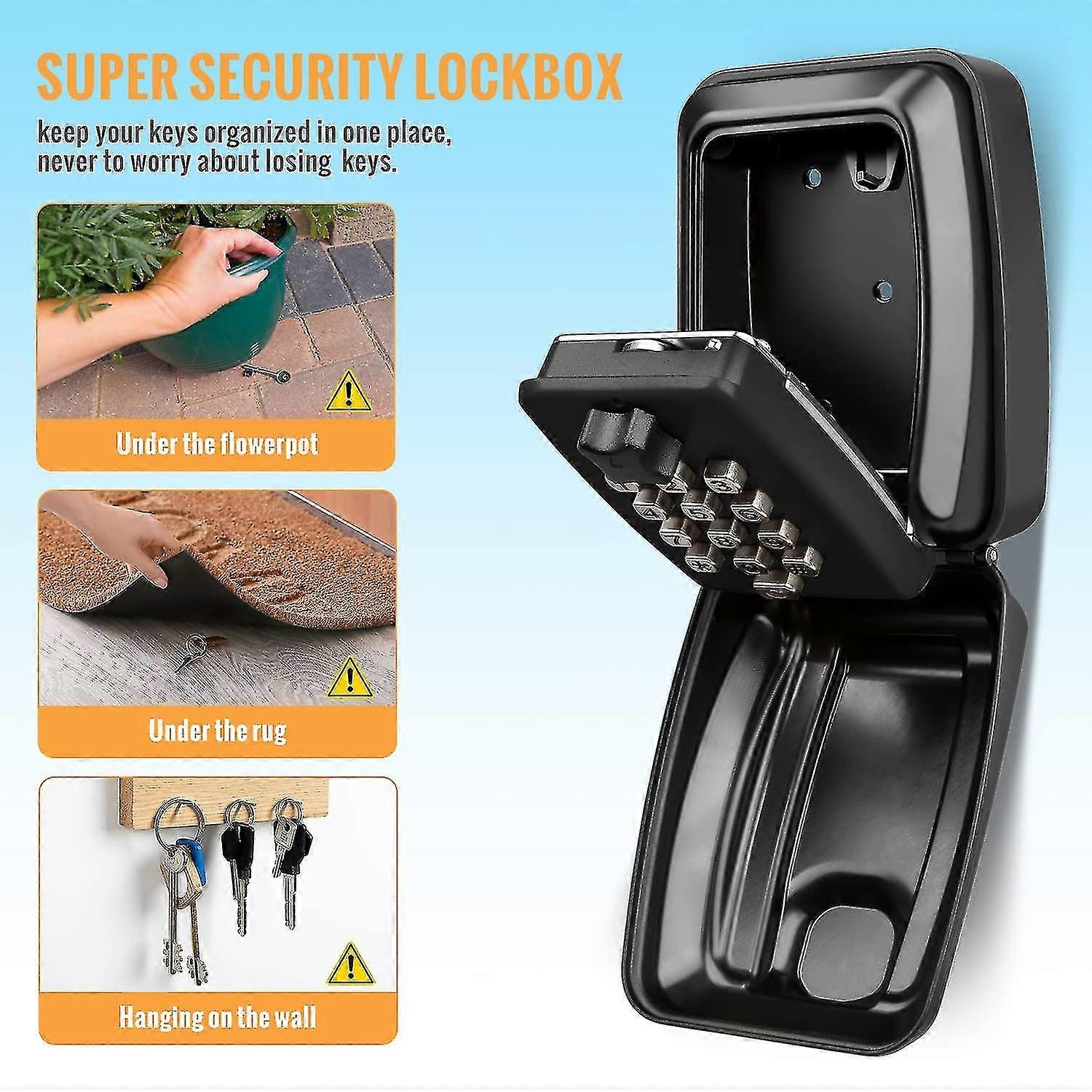 Key Safe Outdoor Waterproof Wall Mounted Super Security Extra Large Key ...