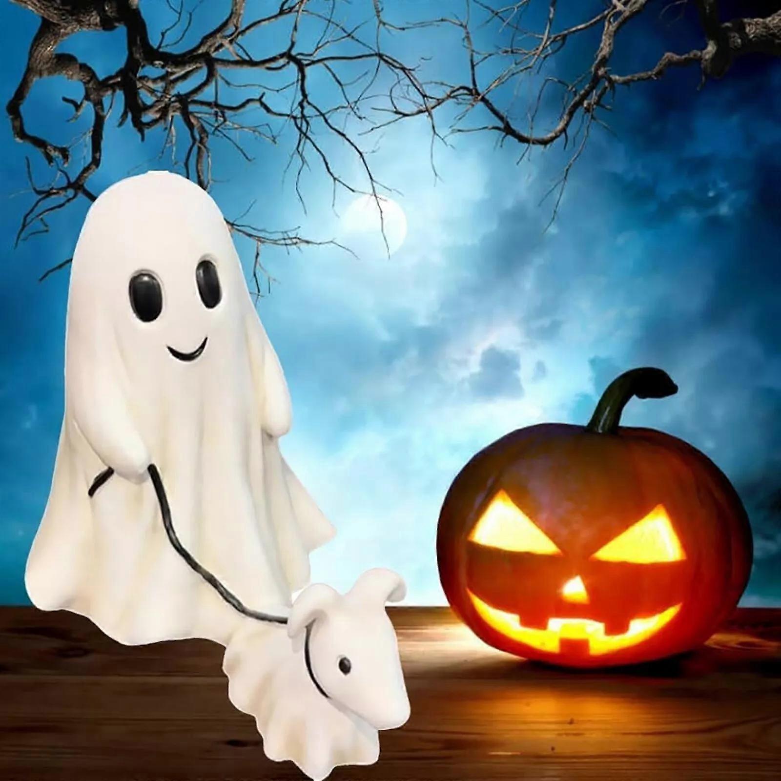 Goblin And Ghoul Ghost Walking Dog,Spooky Ghost Dog Halloween Figurine ...