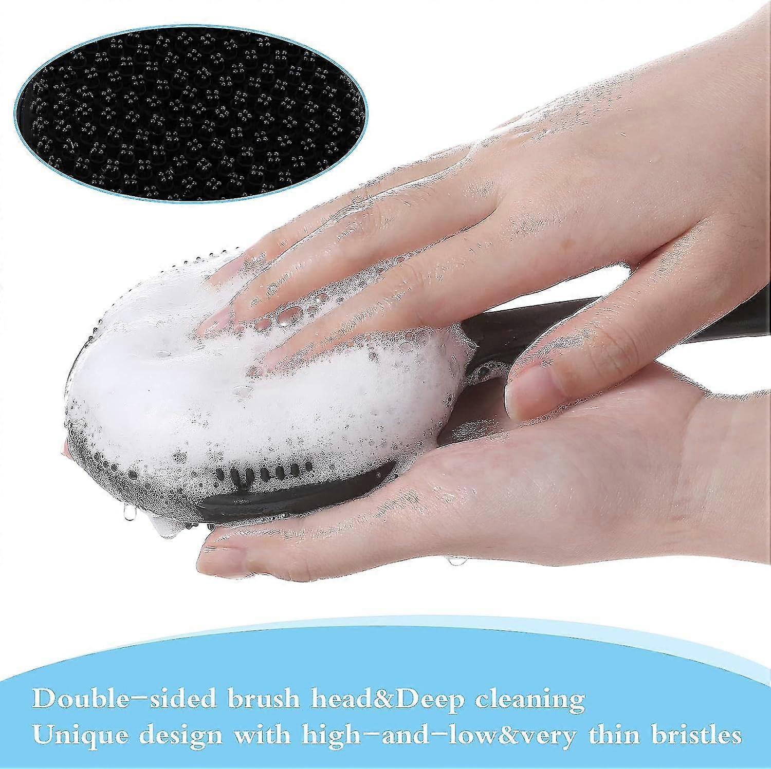 Back Scrubber Silicone Body Scrubber Long Handle Bath Shower Back Brush ...