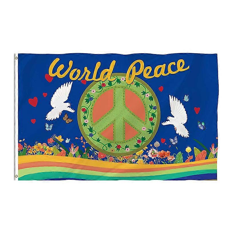 Peace Flag, Rainbow Flags For Outdoors Decorative, Double Printed World ...