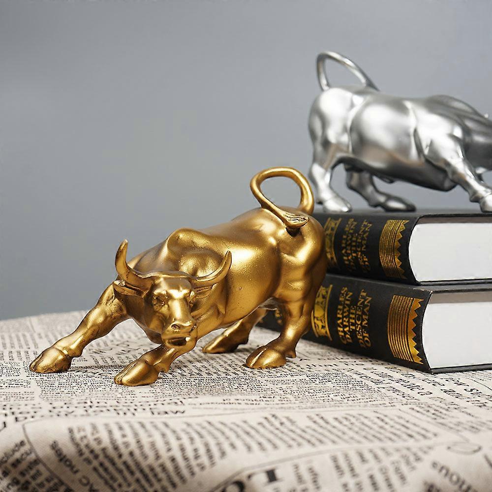 OUBU Resin Gold Wall Street Bull OX Statue Ornament Office Desk ...