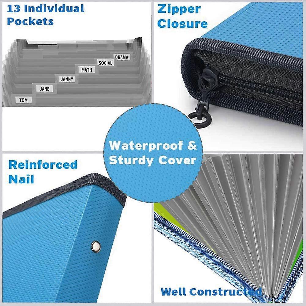 Expanding File Folder,13 Pockets Zip Filing Folders,Accordian File ...