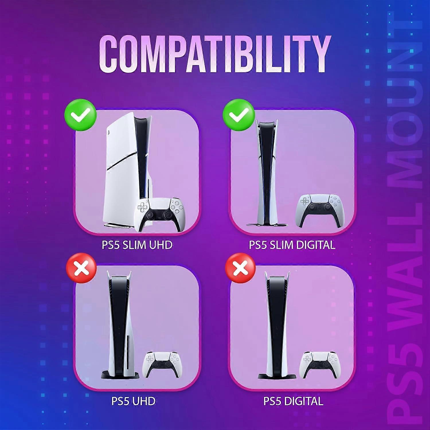 PS5 Slim Wall Mount, Aluminum Wall Mount For Playstation 5 Slim Disc ...