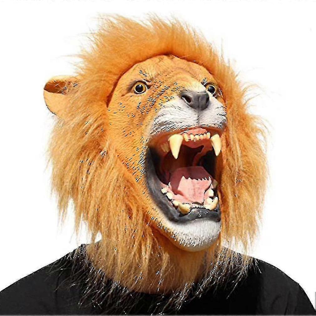 Long Hair Lion Mask Halloween Costume Prop Latex Overhead Mask | Fruugo UK