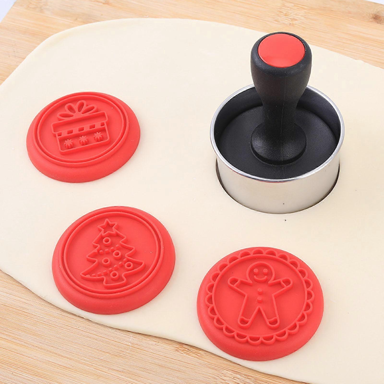 1 Set Silicone Cookie Cutters Christmas Theme Pressable Biscuit Molds ...