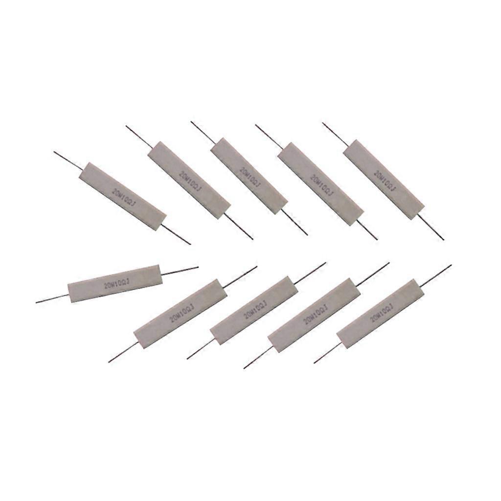 10 Pack Wire Wound Ceramic Cement Resistor 10 Ohm 5% 20W Watt White ...