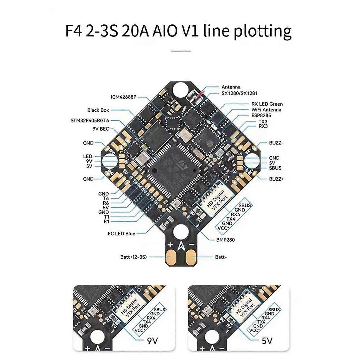 For BETAFPV F4 2-3S 20A AIO FC V1 Module for Pavo Pico Brushless Whoop ...